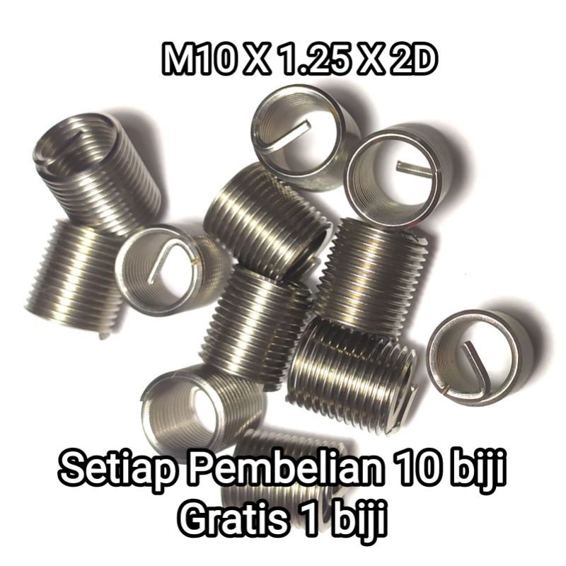 Jual Recoil 2D Baut 14 M10X1.25X2D Helicoil M10*1.25*2D Thread Insert Repair Baut dol | Shopee ...