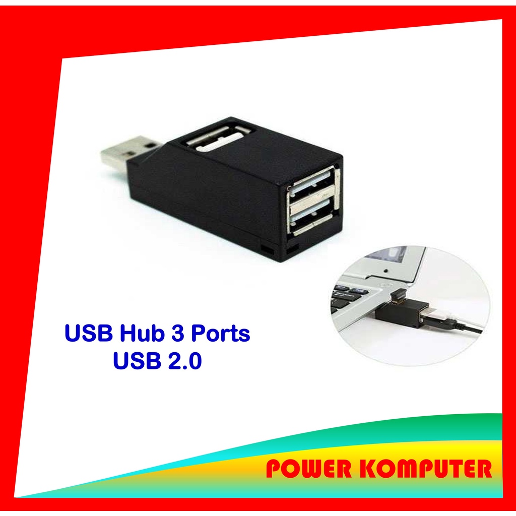 Jual USB 2.0 Hub 3 Ports Portable Fast Data Transfer USB Splitter Hub 3 ...