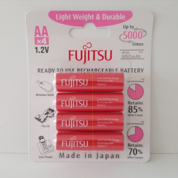 Jual FUJITSU RECHARGEABLE BATTERY AA 950 MAH (4 PCS) | Shopee Indonesia