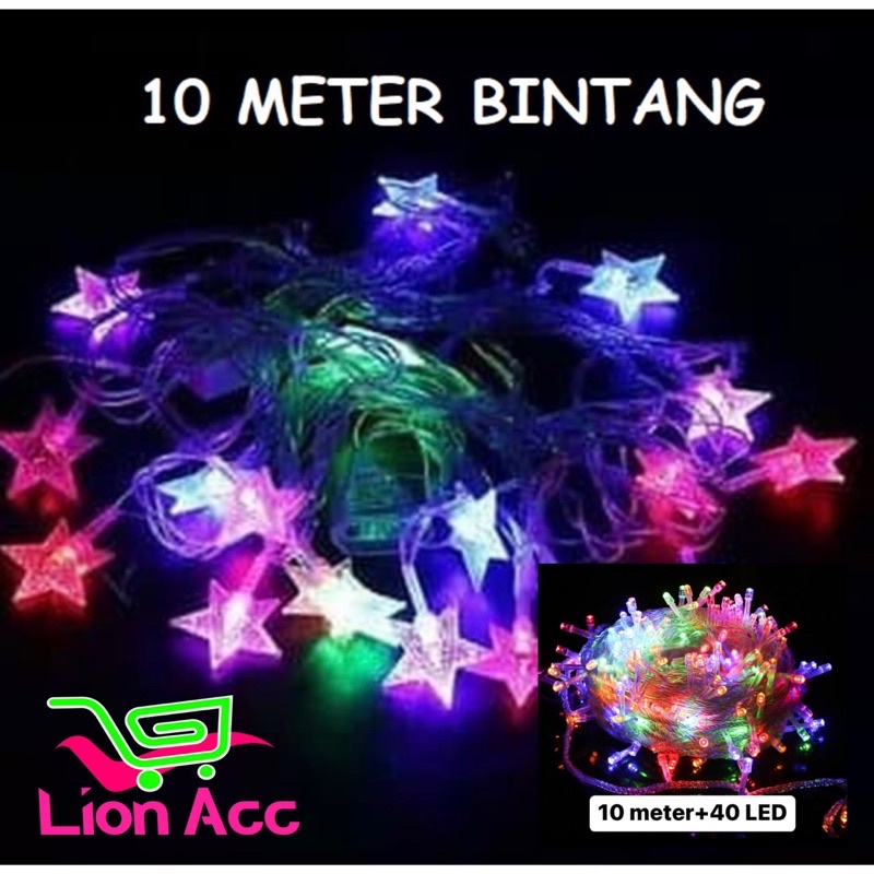 Jual 10 Meter Lampu Tumbler Natal Model Bintang Warna Warni Hias LED ...