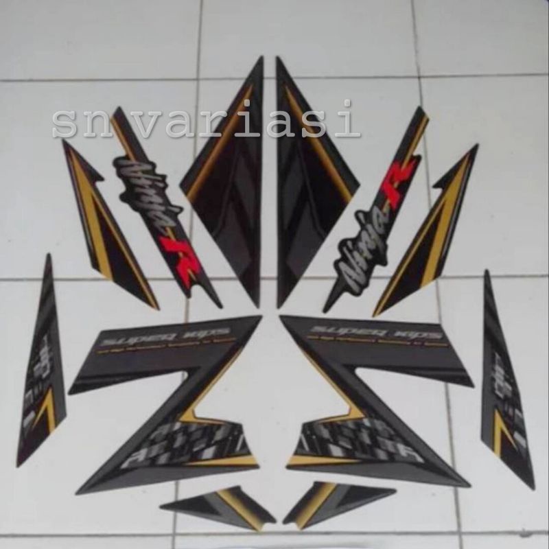Jual stiker NINJA R 2014 HITAM GOLD striping kawasaki ninja r 2014 ori ...