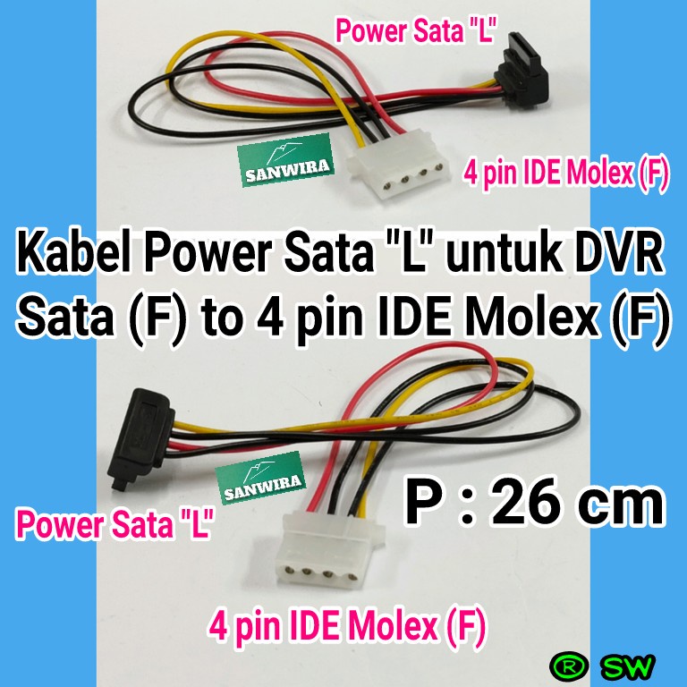 Jual Kabel Power Sata L untuk DVR, Sata (F) to 4 pin IDE Molex (F) - P ...