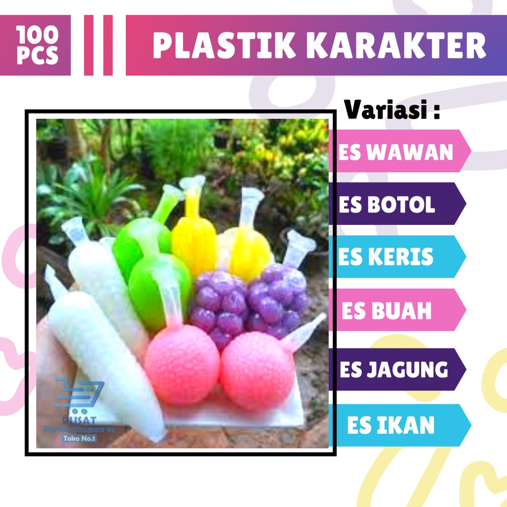 Jual Kemasan Plastik Es Pudot isi 100pcs Pelastik Karakter Bungkus ...
