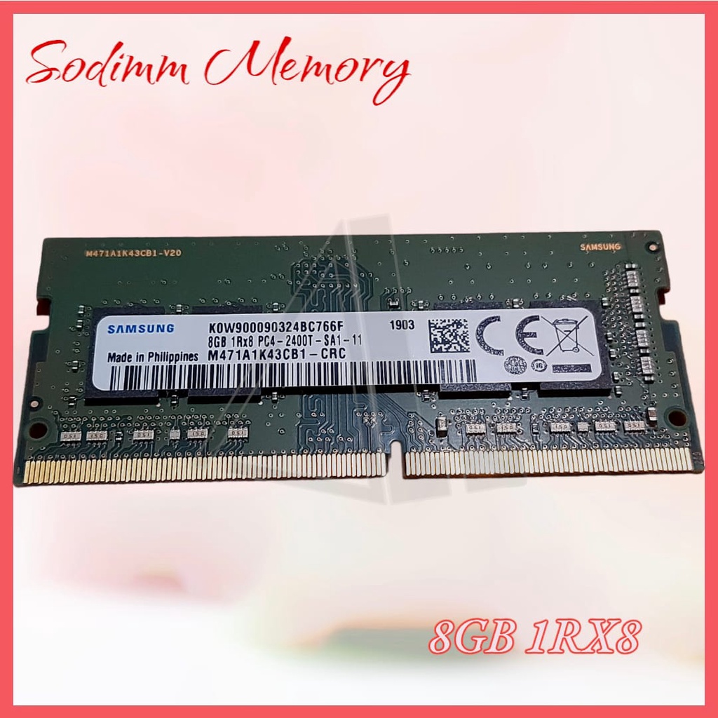 Jual Sodimm Samsung DDR4 8GB 1RX8 PC4-2400T-SA1-11 4X70M60574 M471A1K43CB1-CRC | Shopee Indonesia