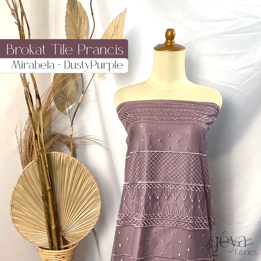 Jual 1/2 meter Kain Brokat Tile Prancis Bahan Kebaya Motif Mirabela ...