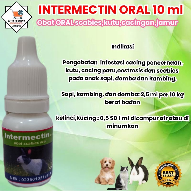 Jual intermectin oral 10 ml obat untuk scabies jamur kutu Ringworm ...