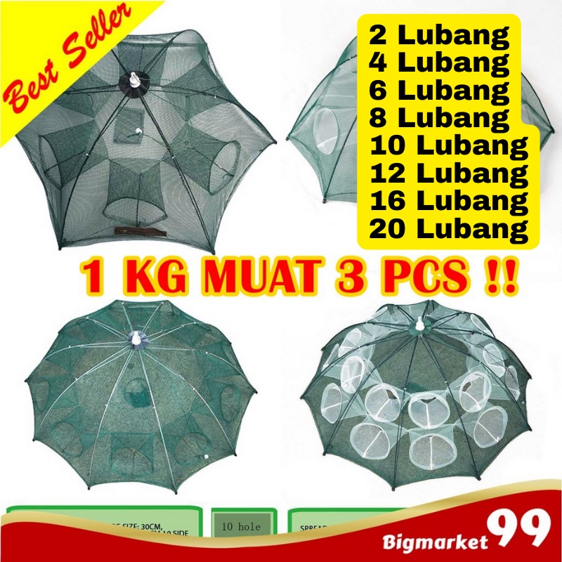 Jual Jaring Ikan Jala Ikan Bubu Payung Udang Kepiting Jebakan Perangkap ...
