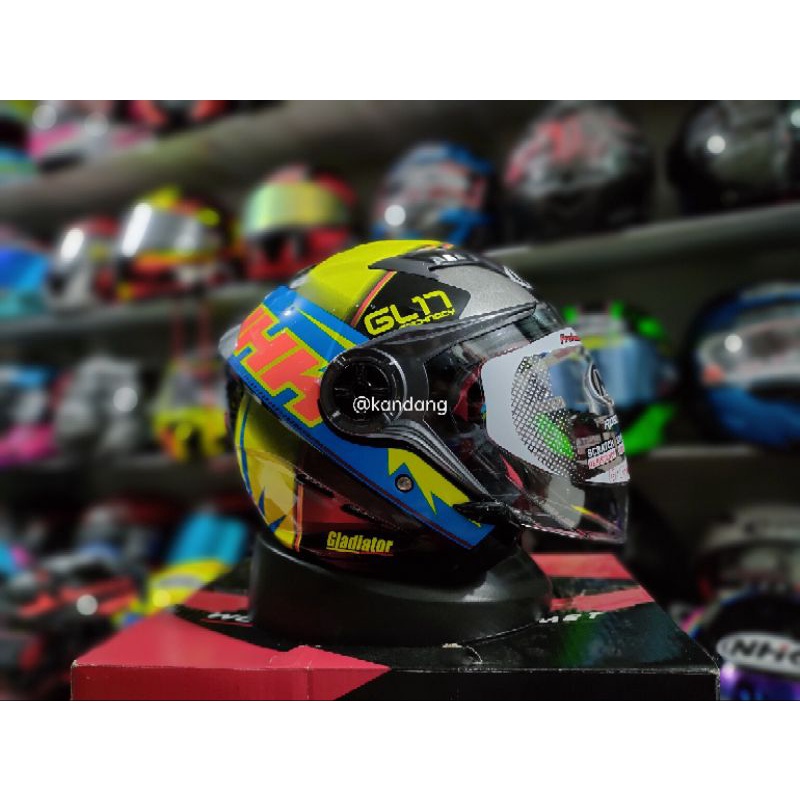 Jual NHK GLADIATOR GL17 ALL WARNA HELM OPEN FACE DOBLE VISOR | Shopee ...