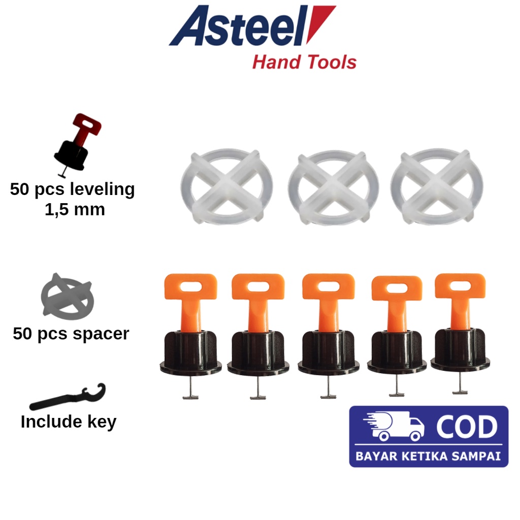 Jual ASTEEL Paket Alat Perata Keramik Tipe Putar Pin 1.5 mm Spacer Nat ...
