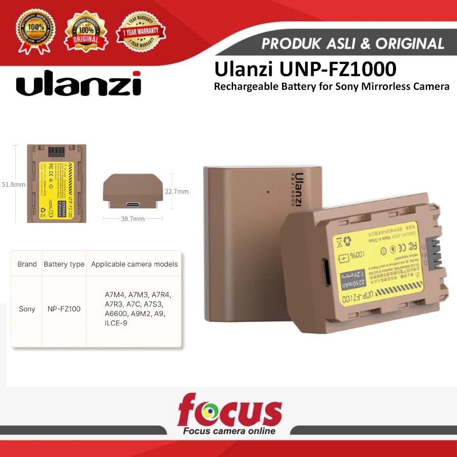 Jual Ulanzi UNP-FZ100 Rechargeable Battery for Mirrorless Camera ...
