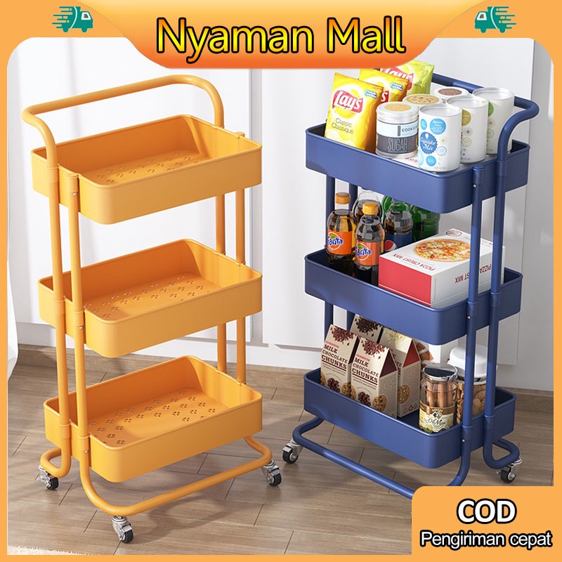 Jual （COD) Rak Troli Rak Kamar Mandi Rak Kamar Tidur Rak Penyimpanan Trolley Salon 3 Tingkat ...