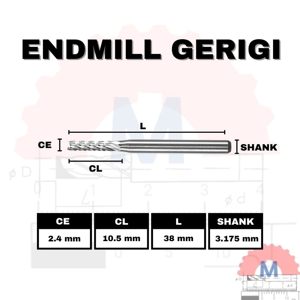 Jual Corn end mill gerigi shank 3.175mm endmill engraving CNC router ...