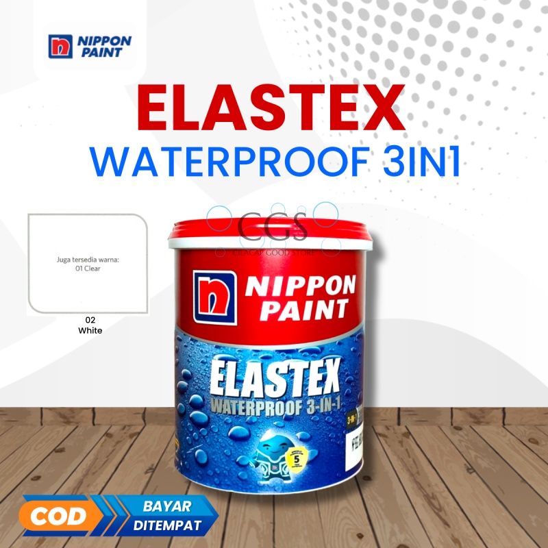 Jual Cat ELASTEX Waterproof 3 in 1 warna PUTIH elastex 1 kg / cat putih tembok anti bocor rembes ...