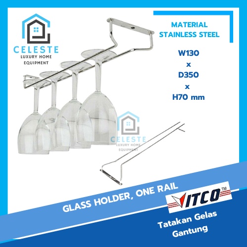 Jual VITCO Stainless Steel Glass Holder One Rail / Holder Gelas Wine ...