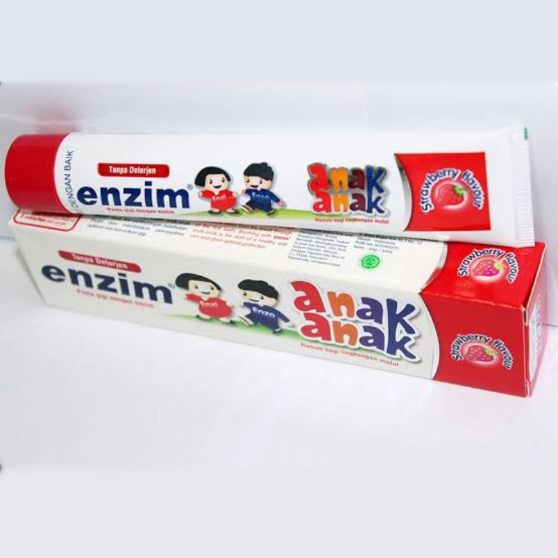 Jual Enzim Pasta Gigi Anak Odol Tanpa Deterjen Strawberry 63 g | Shopee ...