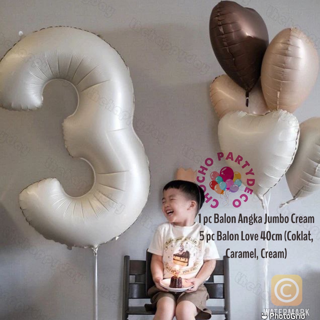 Jual Paket Balon Angka Cream Love Jumbo / Dekorasi Ulang Tahun | Shopee ...