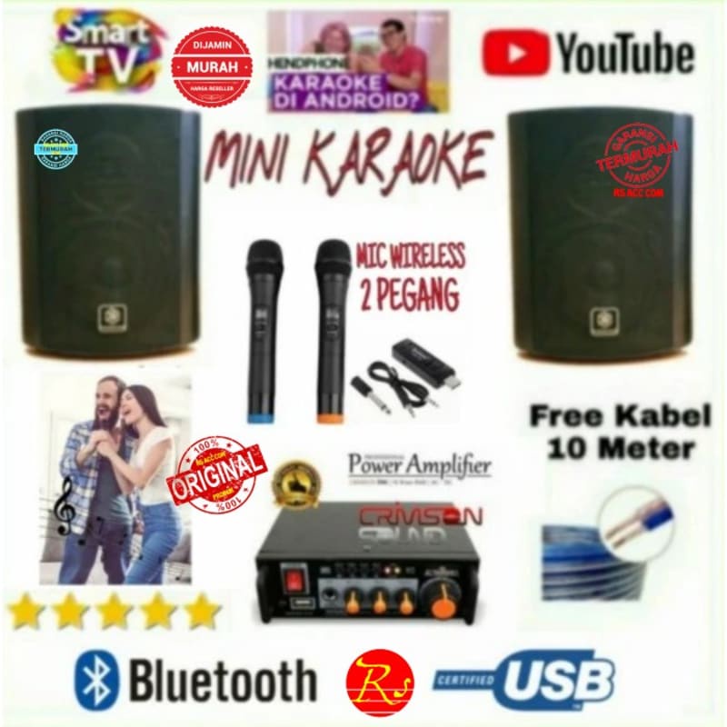 Jual Paket Karaoke Set Speaker 3R 5 IN Ampli Mini Karaoke Smart Tv 2 Mic | Shopee Indonesia