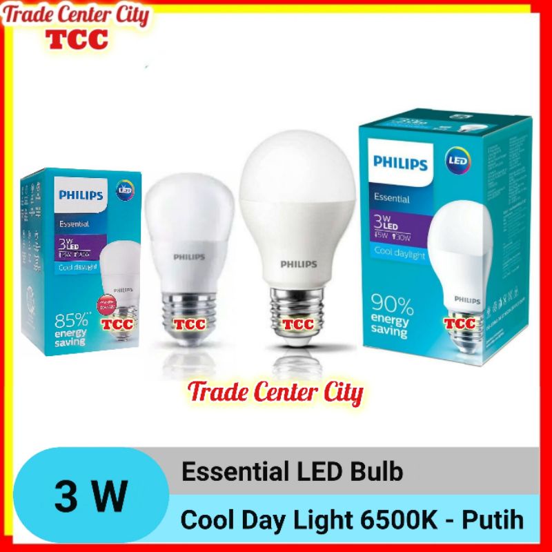 Jual Philips Lampu LED 3 watt Bulb Essential Bohlam Philips 3 wat 3w 3 w Esential Esensial ...