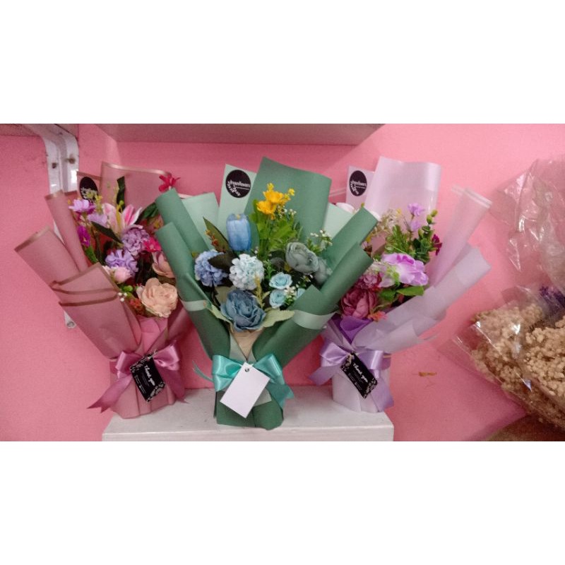 Jual buket bunga palsu stand kecil ukuran 35cm | Shopee Indonesia