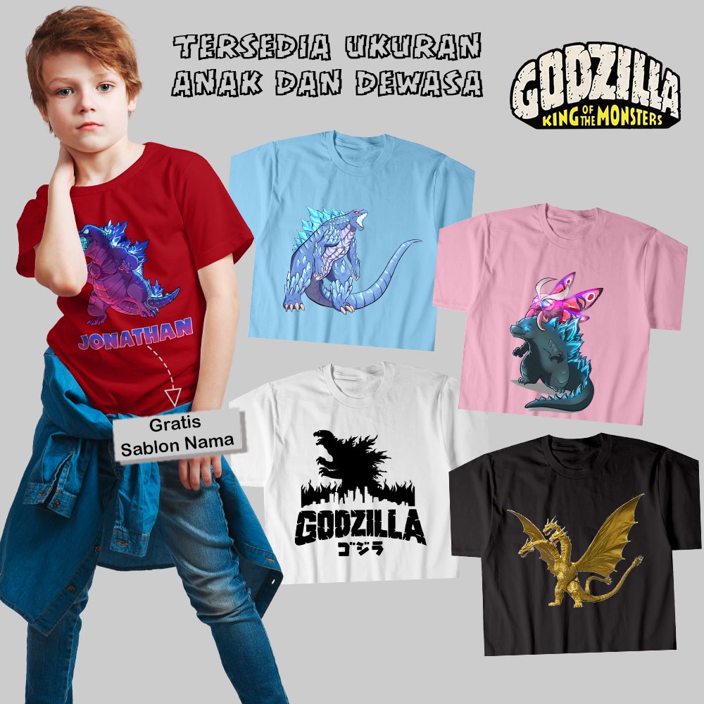 Jual Kaos Godzilla Baju Anak dan Dewasa Motif God Zilla Couple Kakak ...