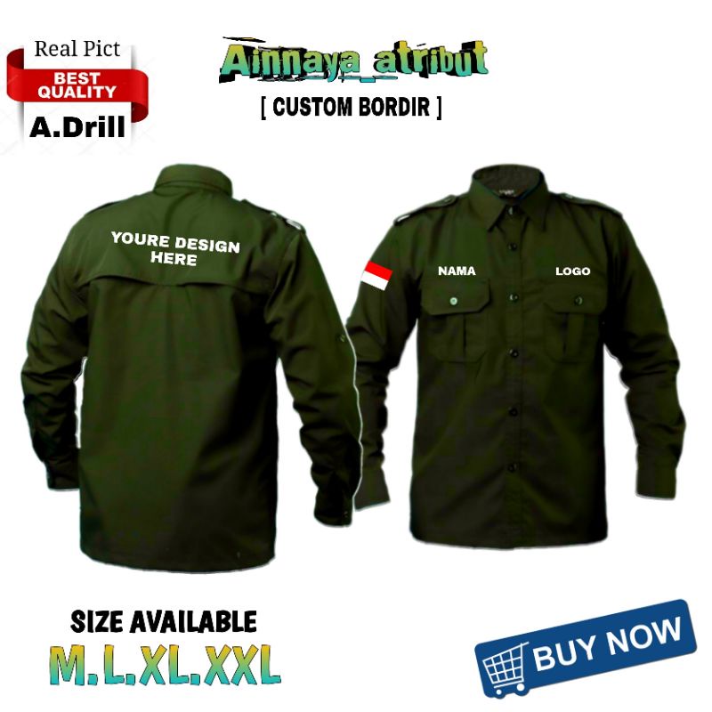 Jual KEMEJA PDL/PDH BORDIR SATUAN FREE CUSTOM LOGO DAN TULISAN | Shopee ...