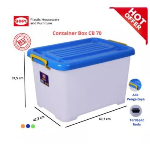 Jual Kontainer container kotak plastik shinpo CB 70 L liter besar roda | Shopee Indonesia