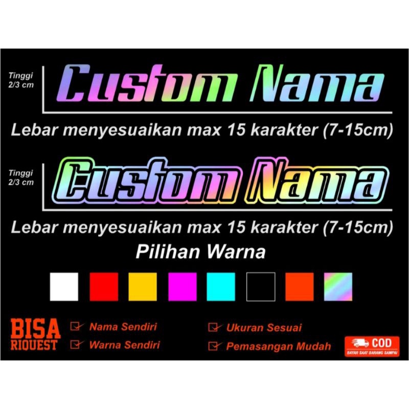 Jual custom nama sticker cuting#cocok untuk kendaraan anda | Shopee ...