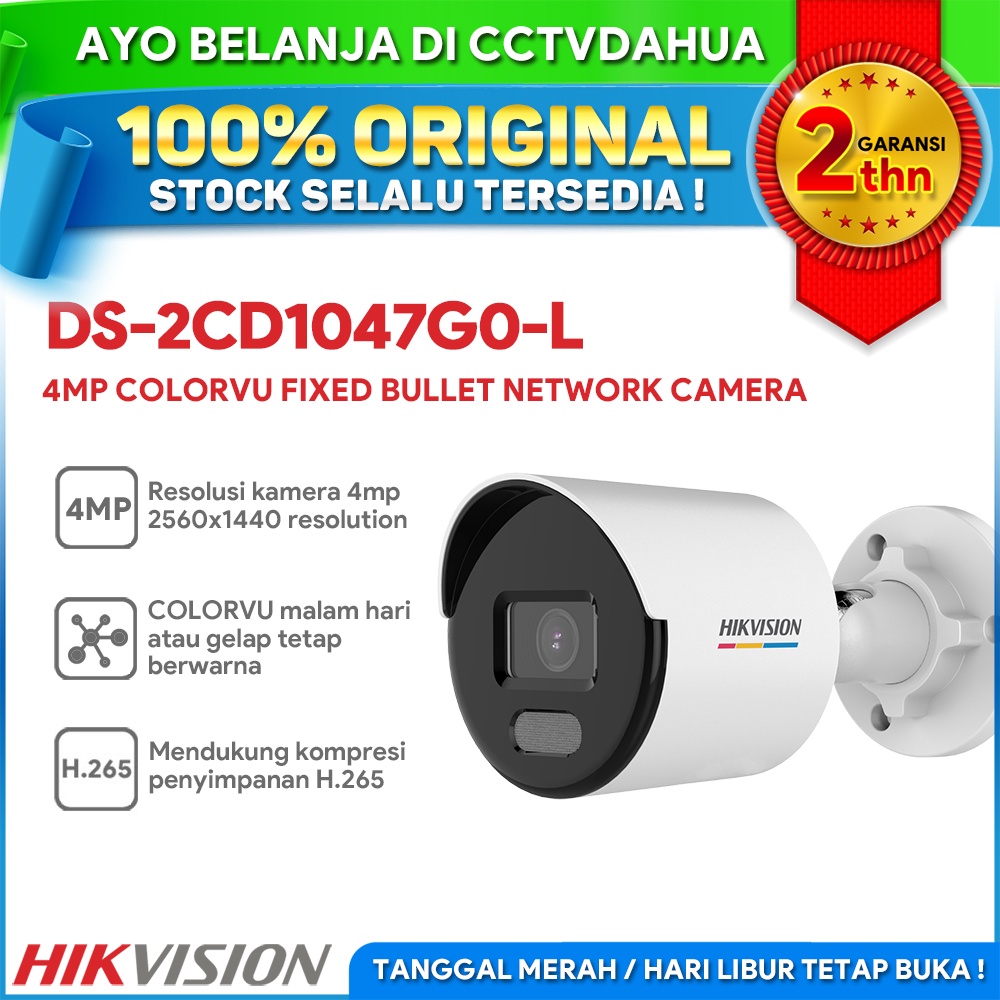 Jual HIKVISION DS-2CD1047G0-L 4MP COLORVU LITE FIXED BULLET NETWORK CAMERA | Shopee Indonesia