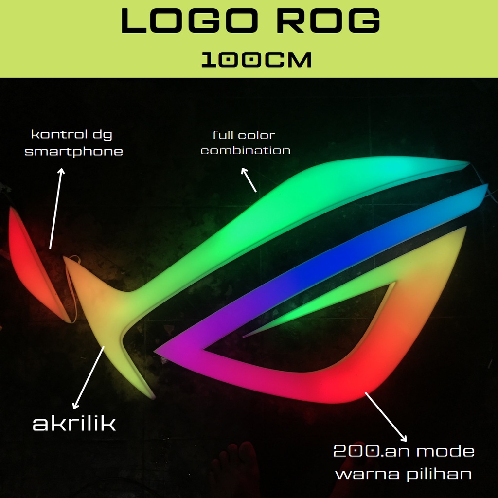 Jual LED Gaming / Lampu estetik / Logo ROG /Republic of Game 100cm bisa ...