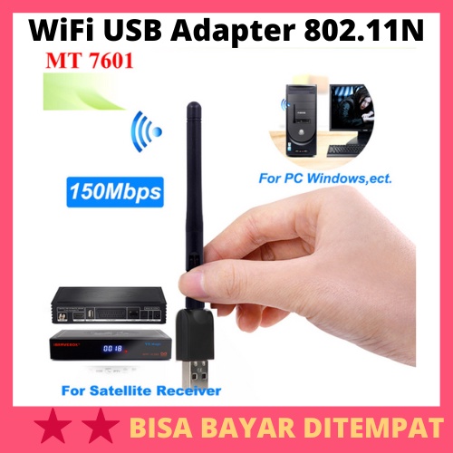 Jual WiFi USB Adapter 802.11N 150Mbps 3dBi MT7601 with Antena / Wifi USB Pc Komputer Laptop ...