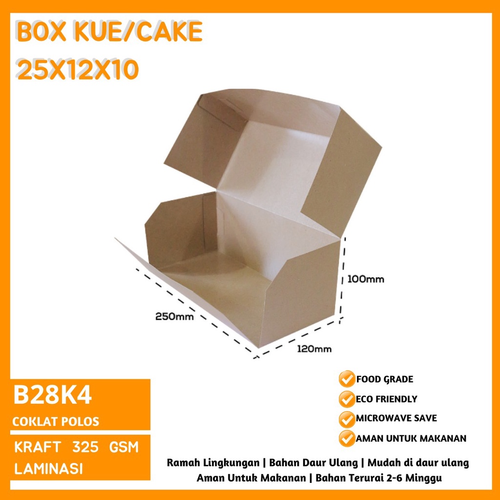 Jual Box Donat Dus Brownies Dus Pizza Box Snack Box Cake B28K4-25X12X10 ...