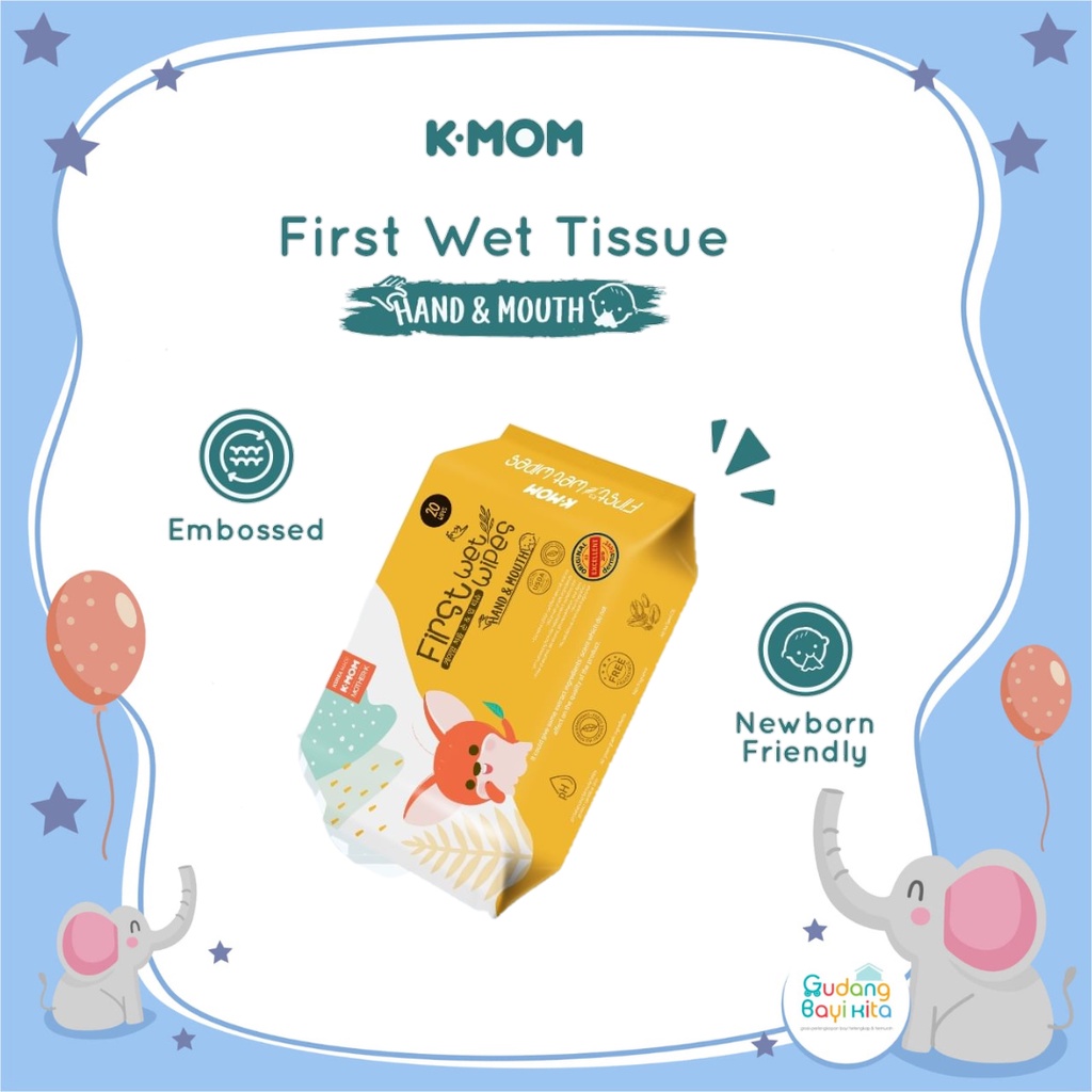 Jual K-Mom First Wet Hand & Mounth Wipes Tissue 20s - Tissu Basah ...