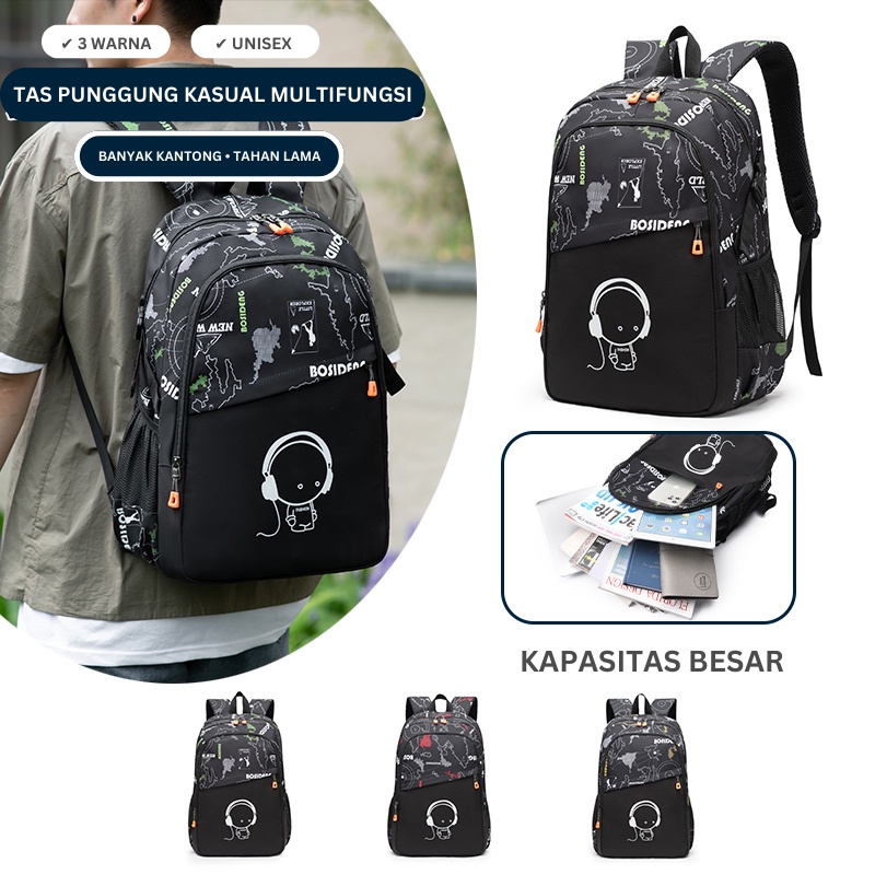 Jual Mainland Tas Ransel Priia Motif Gambar Ransel Punggung Sekolah ...