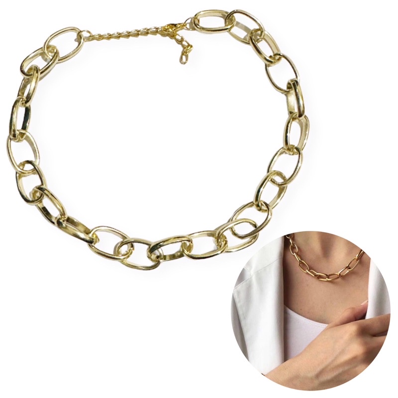 Jual Kalung Rantai Oval Besar Tebal Bold Chain Necklace Retro | Shopee ...