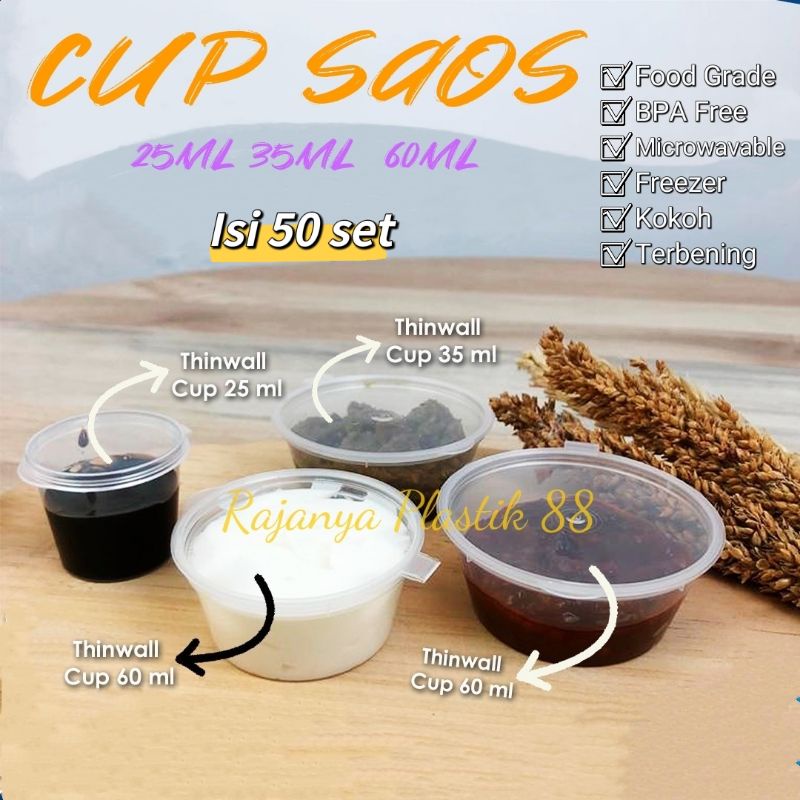 Jual Cup saos 25ml 35ml 60ml thinwall kecil sambal cup saos kecap bumbu ...