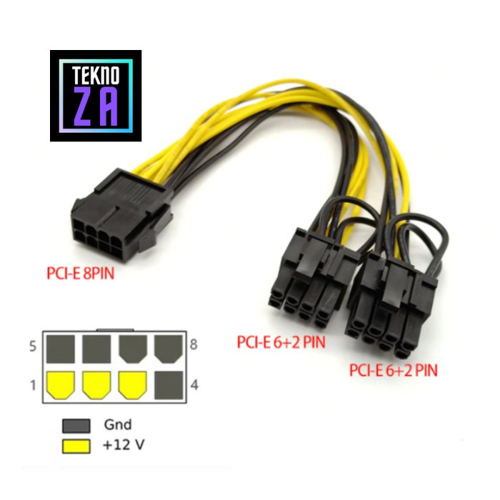 Jual Kabel 8 pin PCIe Female to dual 6+2 pin PCIe Male Low Cost ...