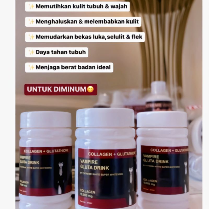Jual Vampire Gluta Drink by Extreme White/Collagen + Glutathione ...