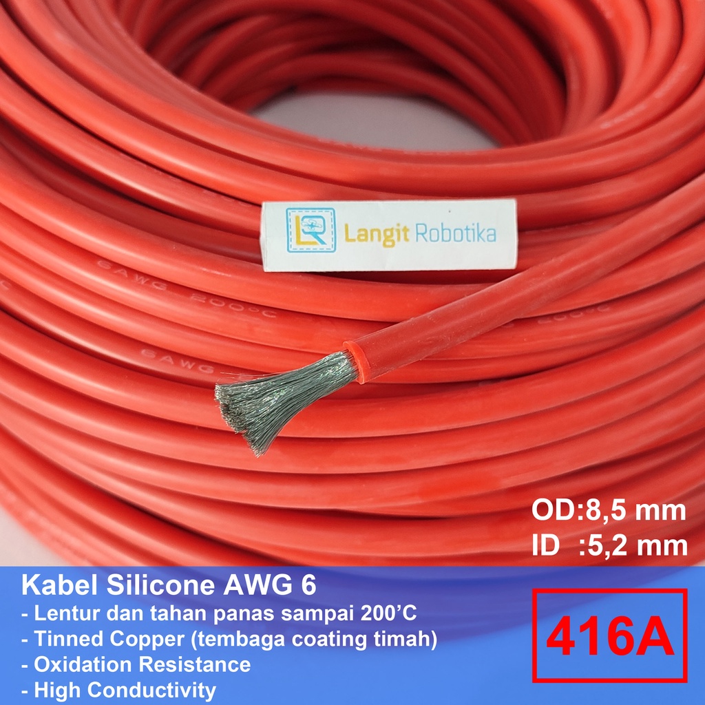 Jual AWG 6 Kabel Silicone AWG6 Cable Silikon Wire RED Merah RC Plane ...