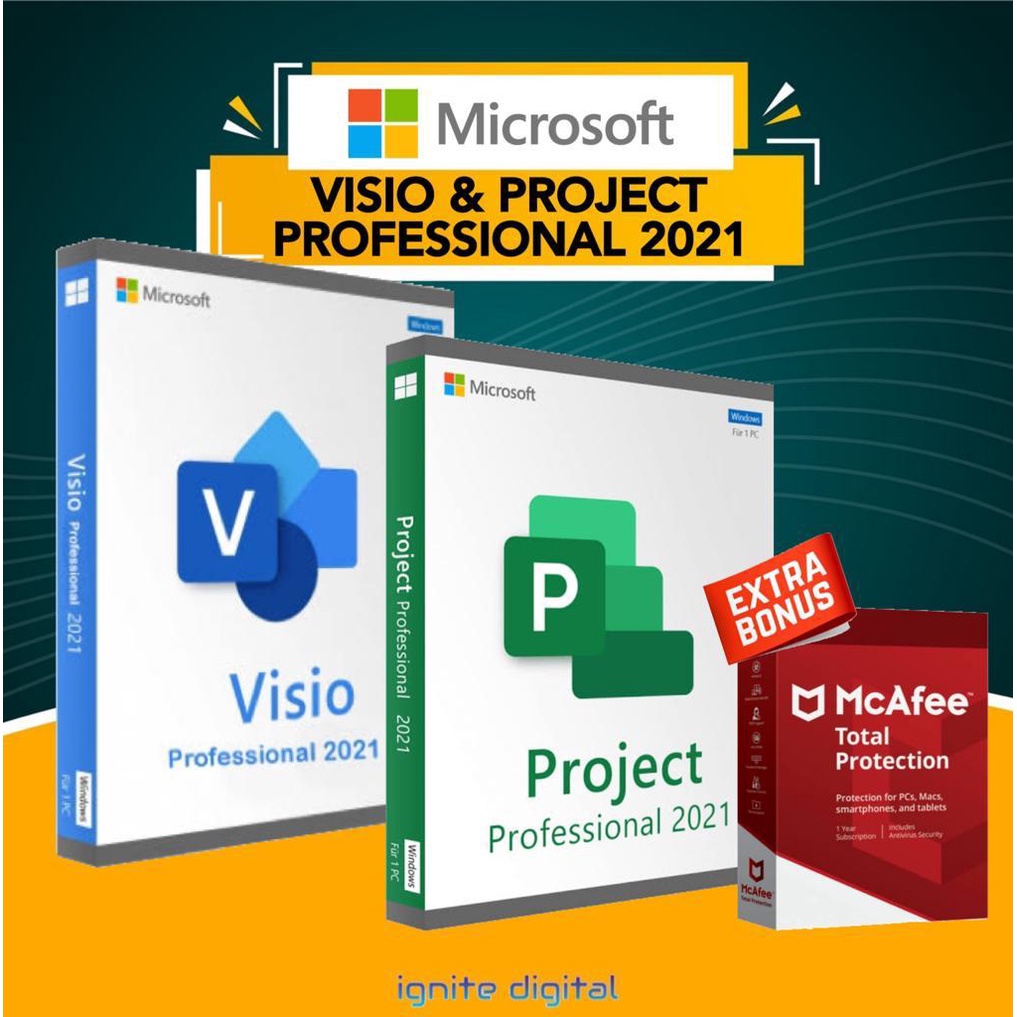 Jual VISIO & PROJECT 2021 / 2019 / 2016 PROFESSIONAL - ORIGINAL LICENSE ...