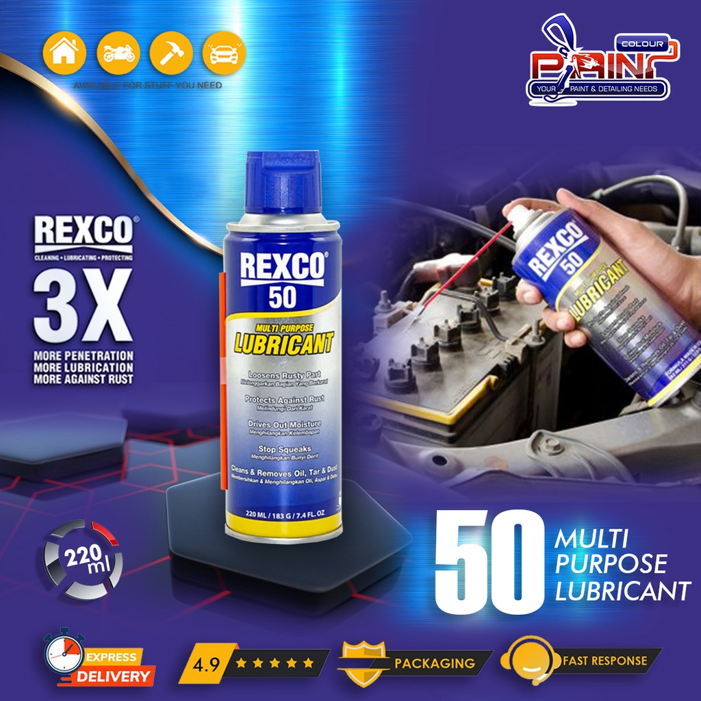 Jual REXCO 50 Pelumas Serba Guna Multi Purpose Lubricant 220ml | Shopee ...