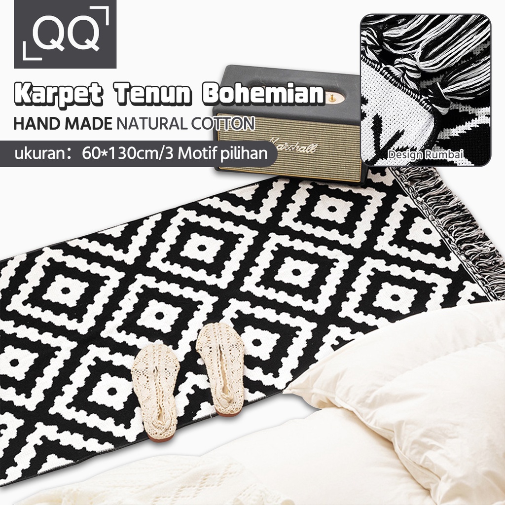 Jual (QQ) Karpet Tenun Bohemian Rug Mat Karpet Nordic Tenun Linen ...