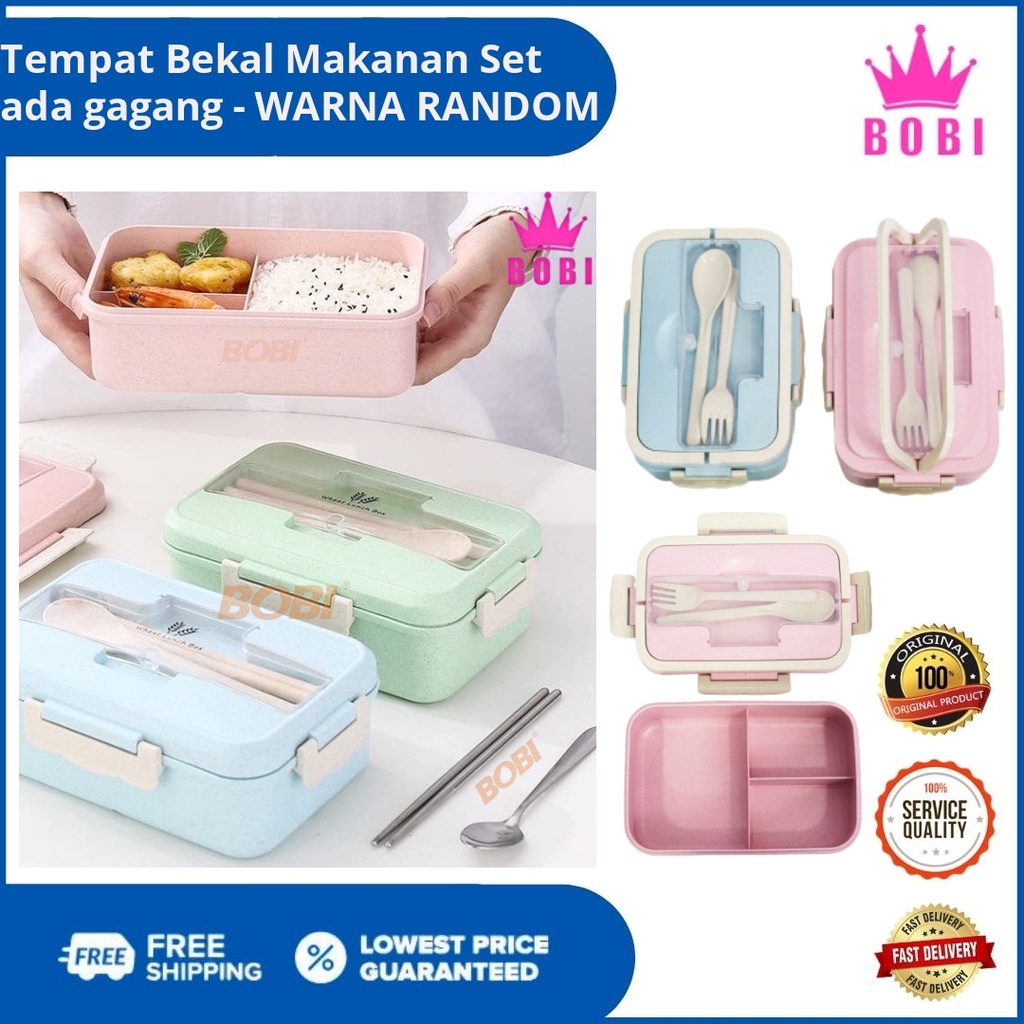 Jual BOBI - Tempat Bekal Makanan Set 1000 ML / Lunch Box Set / Kotak ...