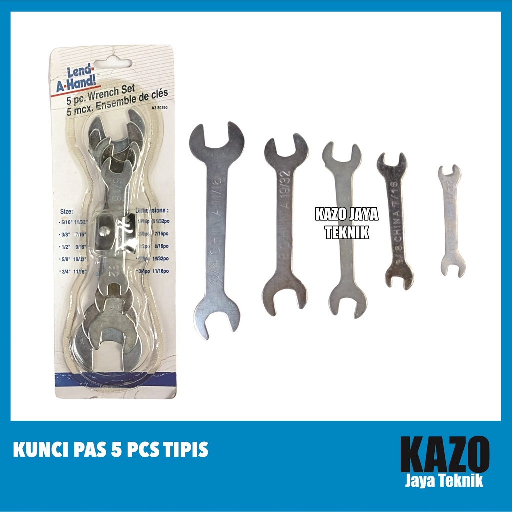 Jual Kunci Pas 5 Pcs Tipis / Set Kunci Pas Ujung Terbuka Tipis ...