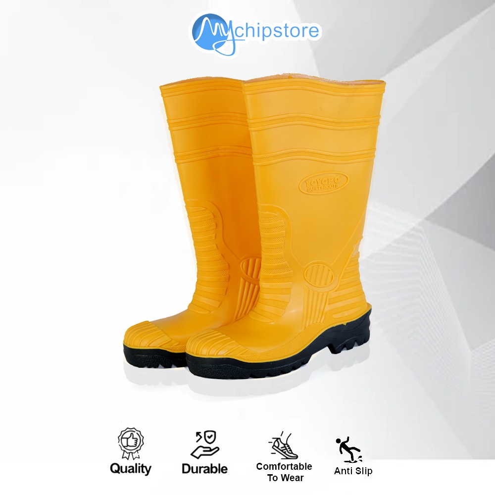 Jual Sepatu Safety Boot Karet Rubber TOYOBO KUNING SAFE-T Ujung BESI ...