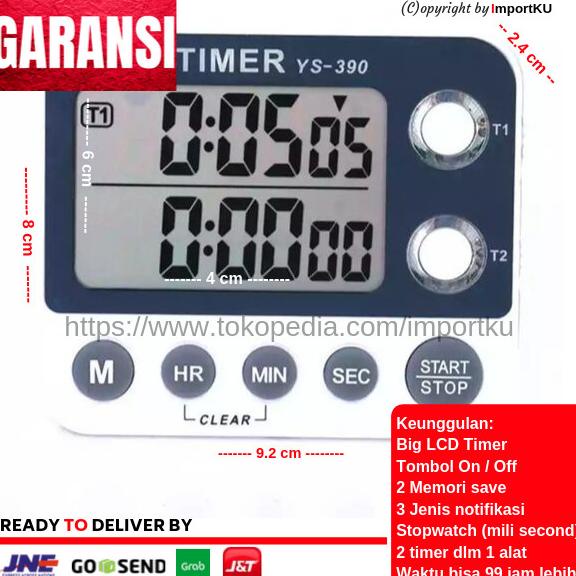Jual Digital Kitchen Timer 2 in 1 layar with big screen 3 notifikasi 99 ...
