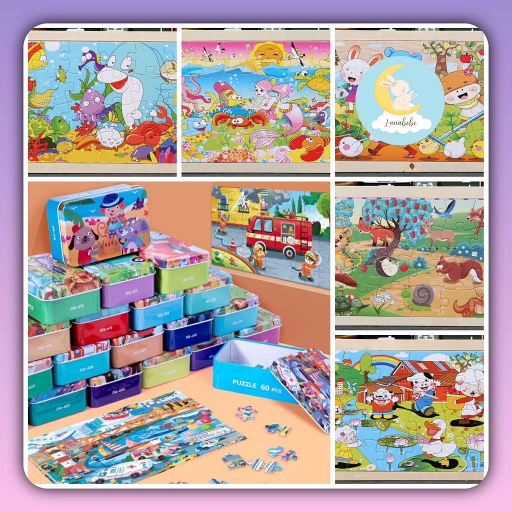 Jual Puzzle Kayu 24 Pcs Keping Jigsaw Puzzle Anak 2D isi 60 Keping 100 ...