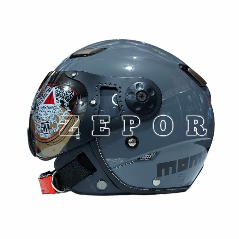 Jual Helm MOMO PILOT Solid Gorilla Grey Glossy Original SNI Half Face ...