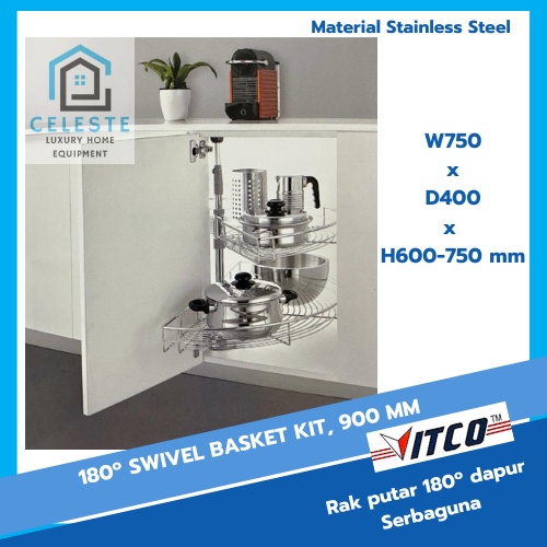 Jual VITCO Swivel Basket Kit 180 Derajat/ Rak putar dapur kitchen set ...