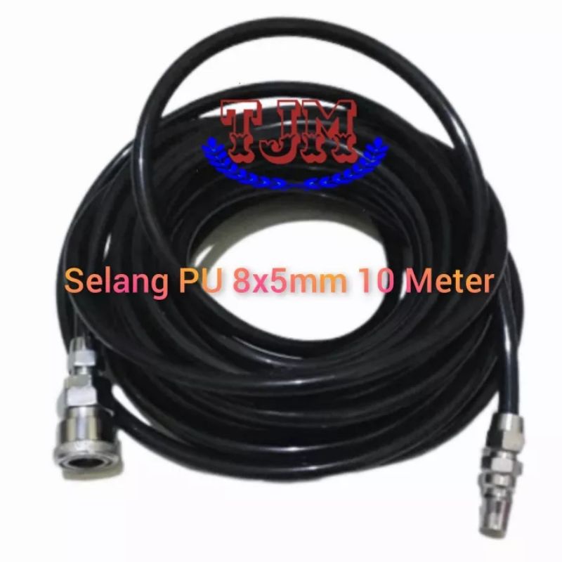 Jual Selang Angin PU Hose 10 Meter Hitam Diameter 8x5 mm Warna Hitam Plus Sambungan Selang SP20 ...