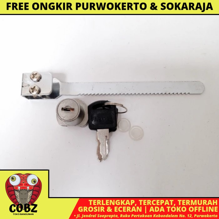 Jual 19 MM / FASTER Kunci Etalase Kaca Pintu Geser Sliding Glass Lock Set | Shopee Indonesia